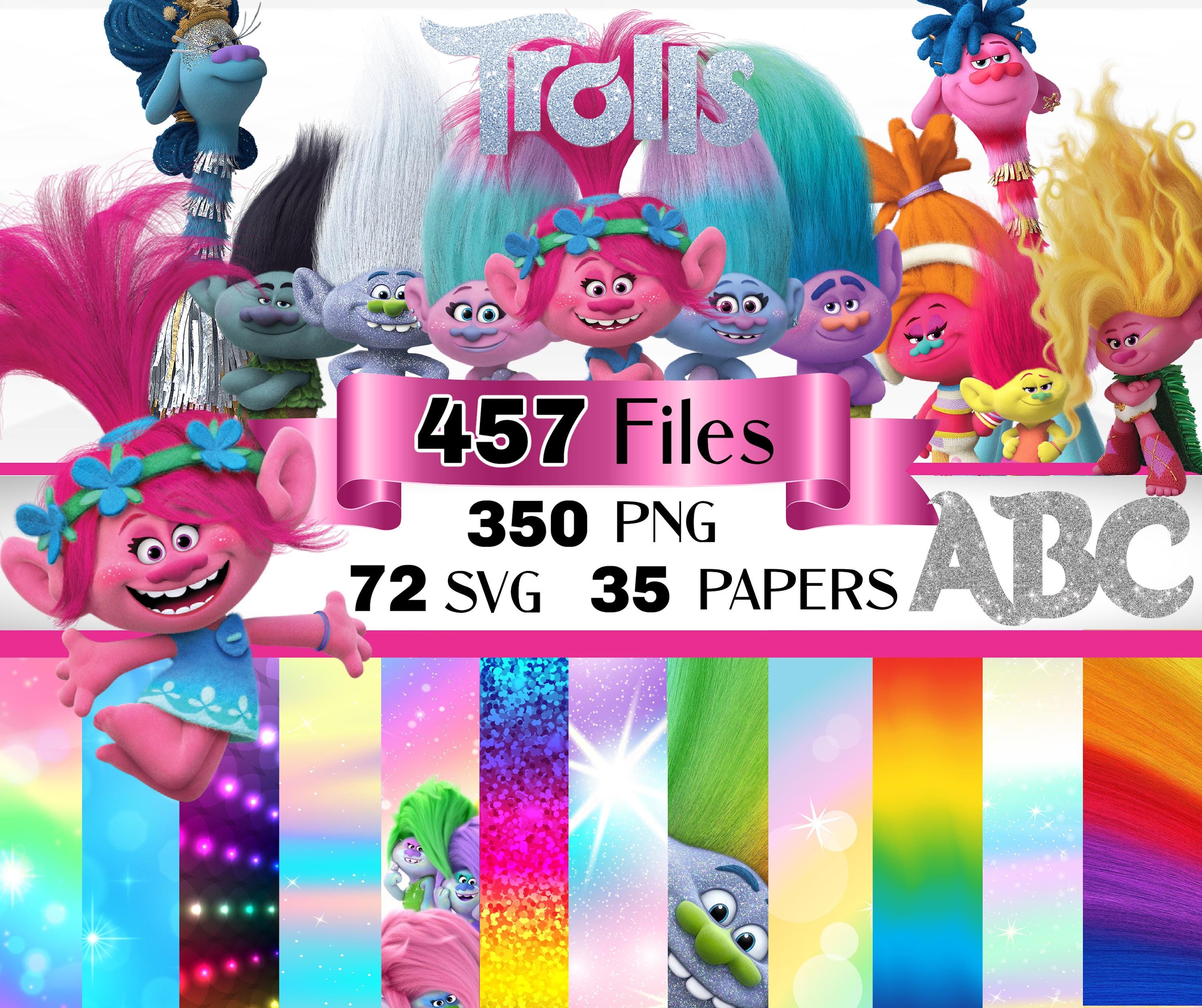 Trolls Clipart Bundle, Trolls SVG PNG, Trolls Paper, Poppy Branch PNG ...