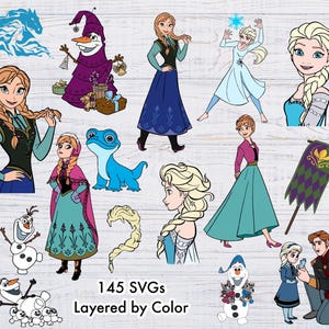 Frozen PNG Clipart Bundle, Frozen Svg Png With Olaf, Elsa, Anna, and ...