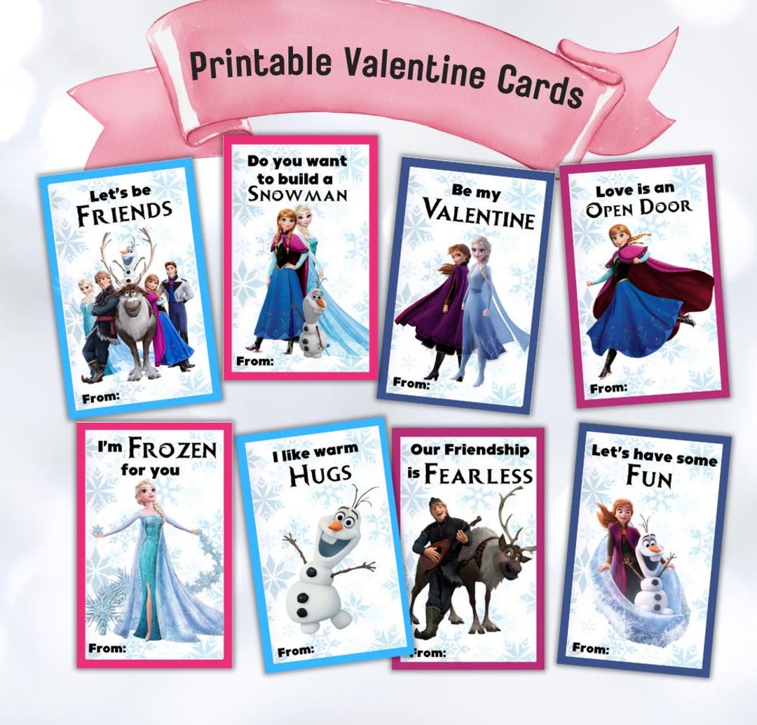 Frozen Printable Valentines, Frozen Valentine Cards, Printable ...