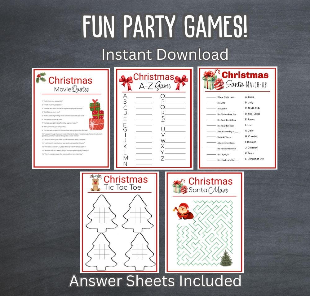 Christmas Party Games, Holiday Game Bundle, Printable Christmas Games ...