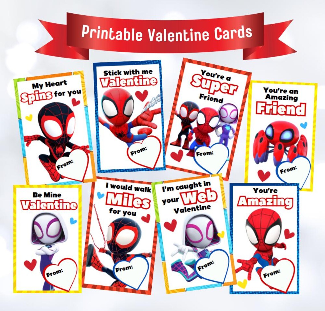 Spidey Printable Valentines, Spidey and His Amazing Friends Valentine ...