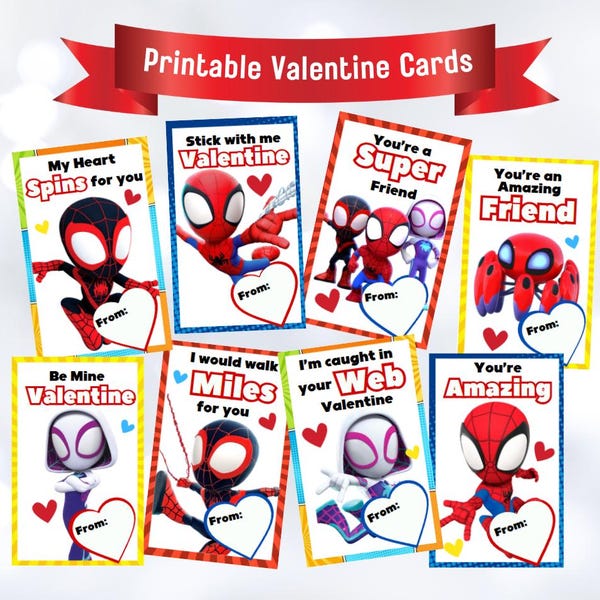 Valentines Day Cards Spiderman Printable - Etsy