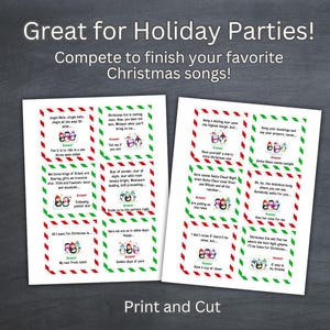 Christmas Party Finish the Lyrics Game, Christmas Carol Game, Printable ...