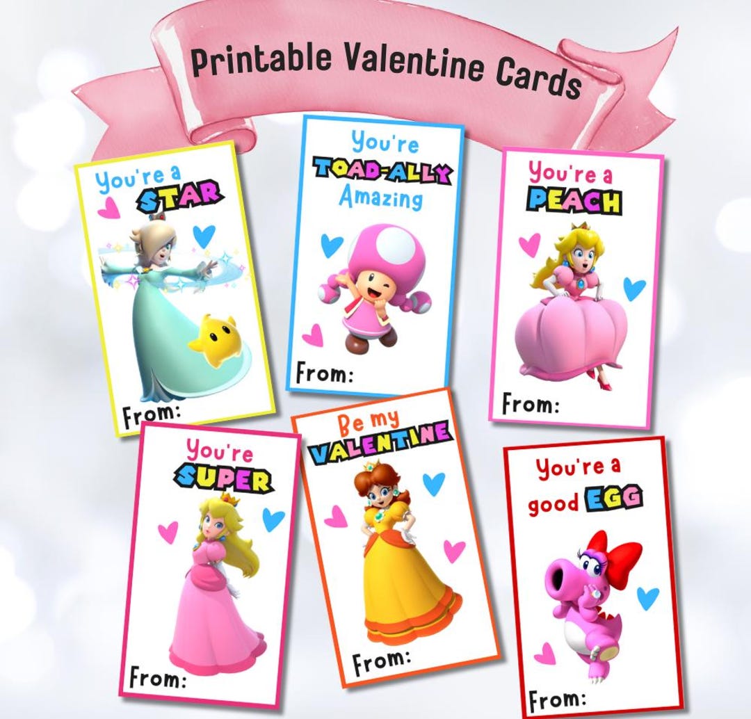 Princess Peach Printable Valentines, Mario Princess Valentine Cards ...
