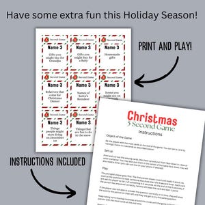 Christmas 5 Second Game, Christmas Party Game, Printable Holiday 5 ...