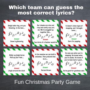 Christmas Party Finish the Lyrics Game, Christmas Carol Game, Printable ...