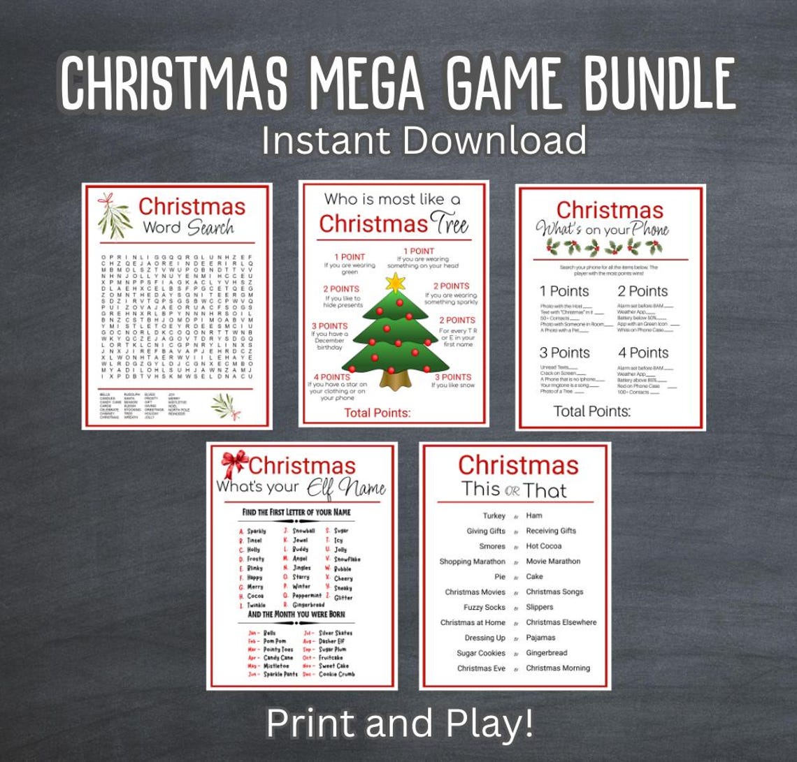 Christmas Party Games, Holiday Game Bundle, Printable Christmas Games ...