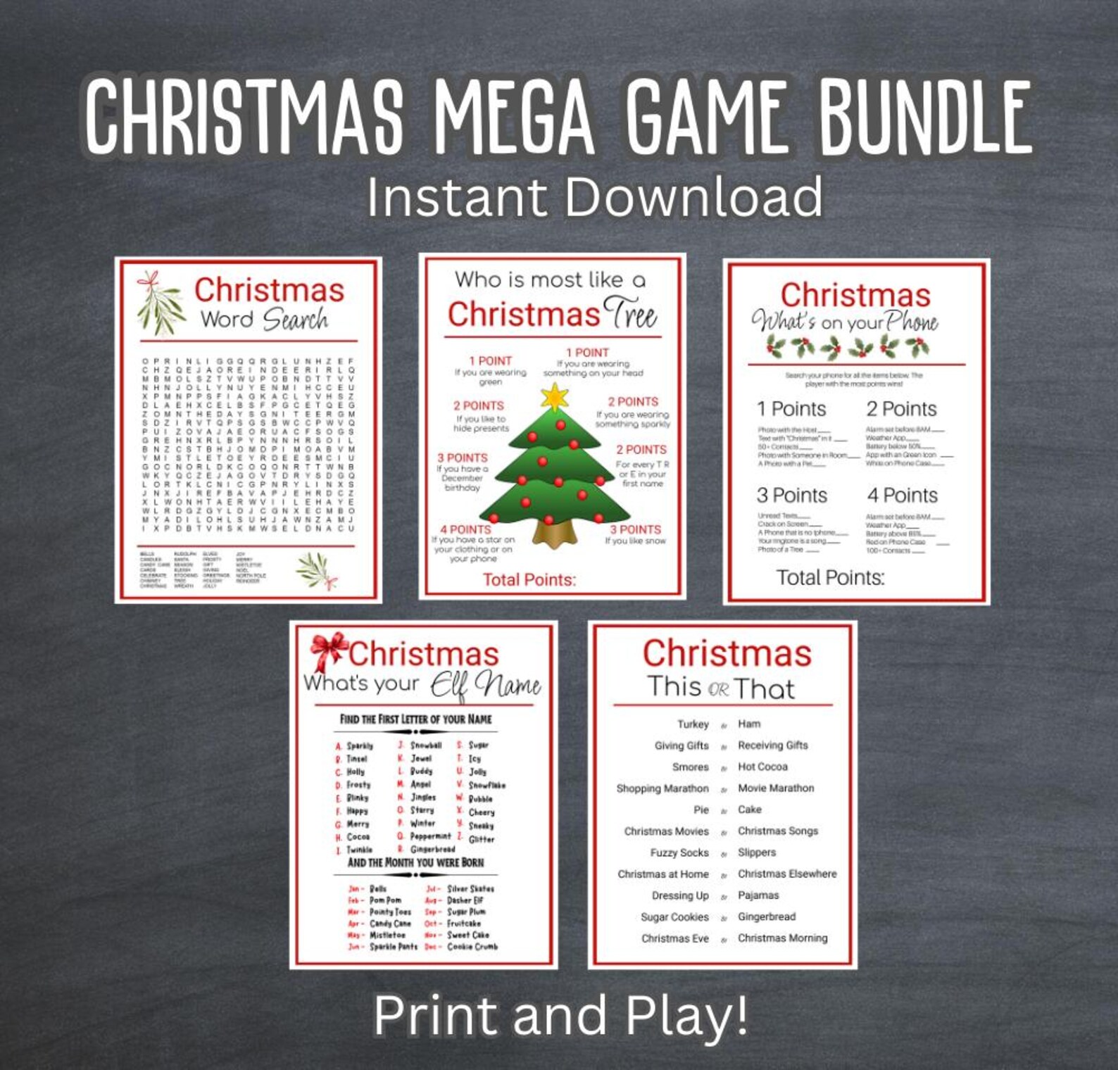 Christmas Party Games, Holiday Game Bundle, Printable Christmas Games ...