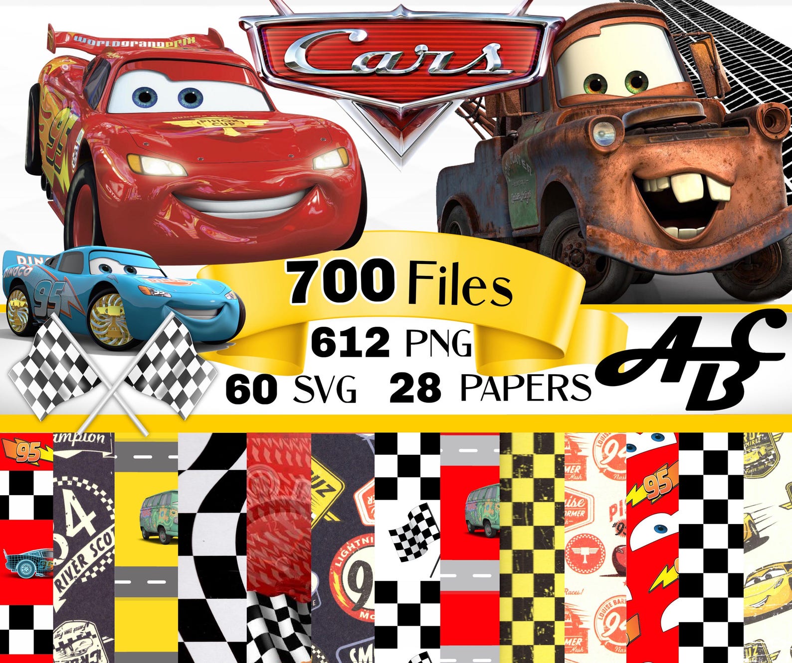 Cars Clipart, Cars SVG PNG Bundle, Lightning Mcqueen, Cars Digital ...