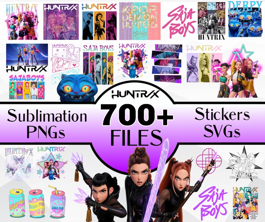 Kpop Hunters PNG Sublimation Clipart Bundle, Huntrix Digital Clipart ...