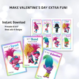 Trolls Printable Valentines, Trolls Valentine Cards, Printable ...
