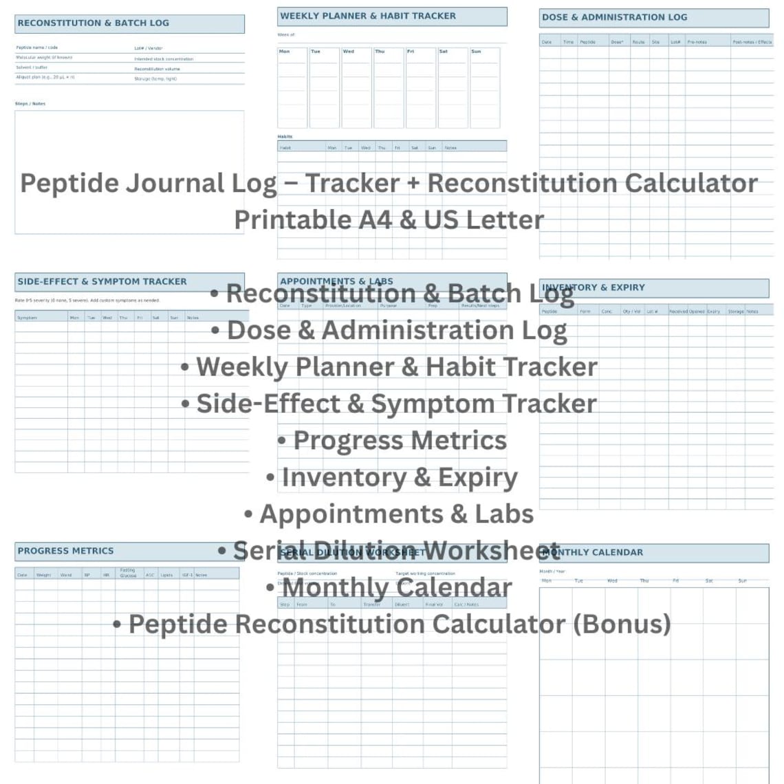 Peptide Journal Log – Tracker Form Printable + BONUS Peptide ...
