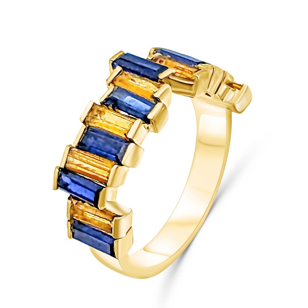 Slava Ukraini Ring: Sapphire, Citrine, Neo Art Deco - Etsy