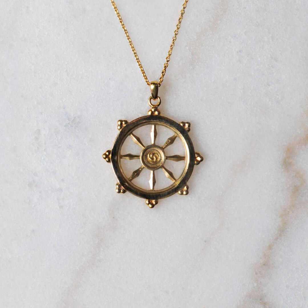 Dharma Wheel Dharmachakra Pendant Buddhist Jewelry Solid Gold - Etsy