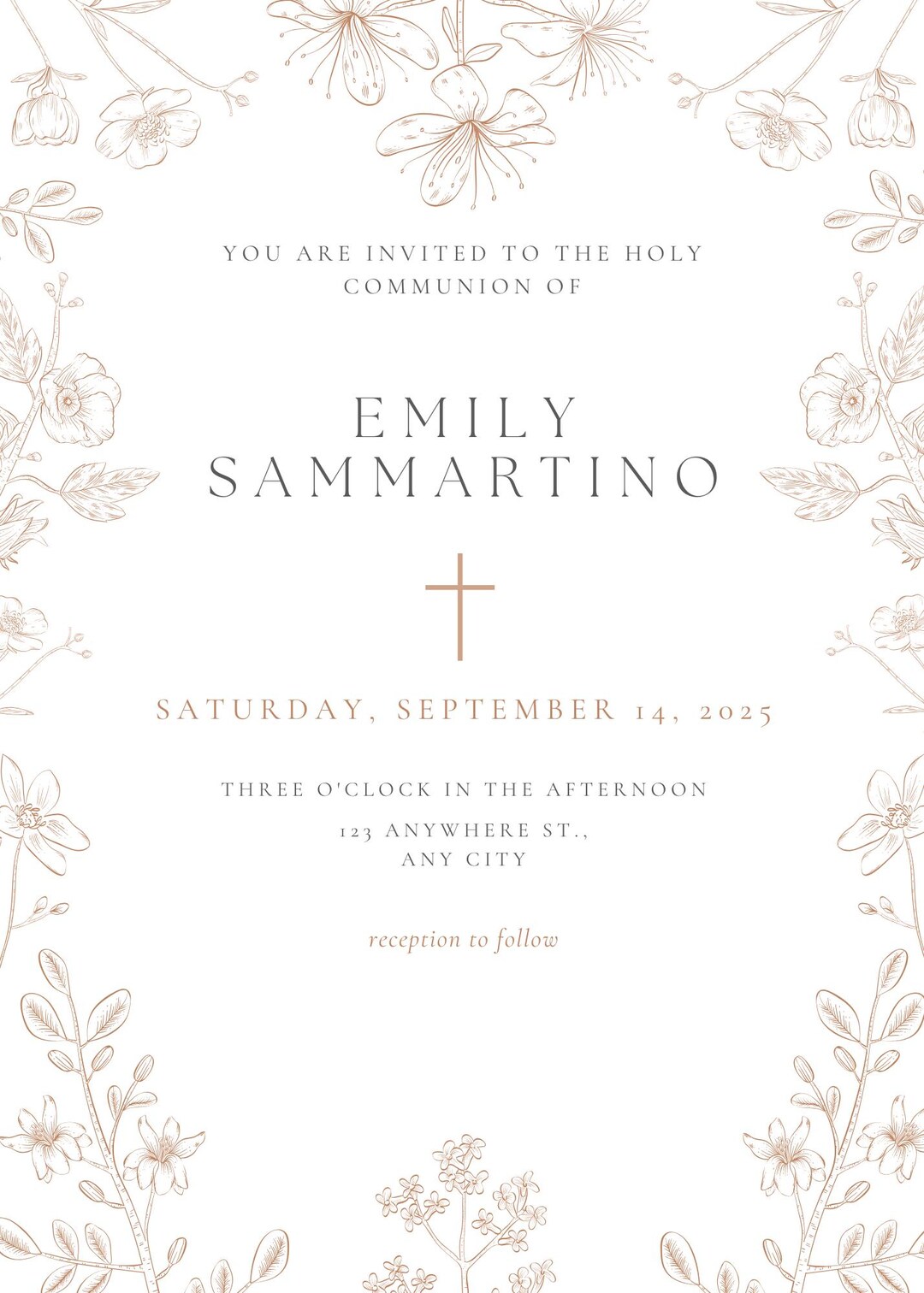 Holy Communion Invitation Template - Customisable - Etsy