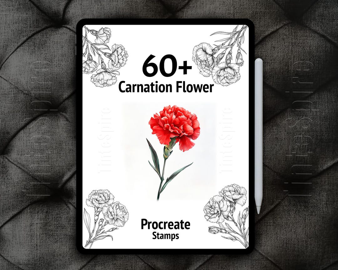 60+ Procreate Carnation Flower Stamps Bundle | Carnation Flowers ...