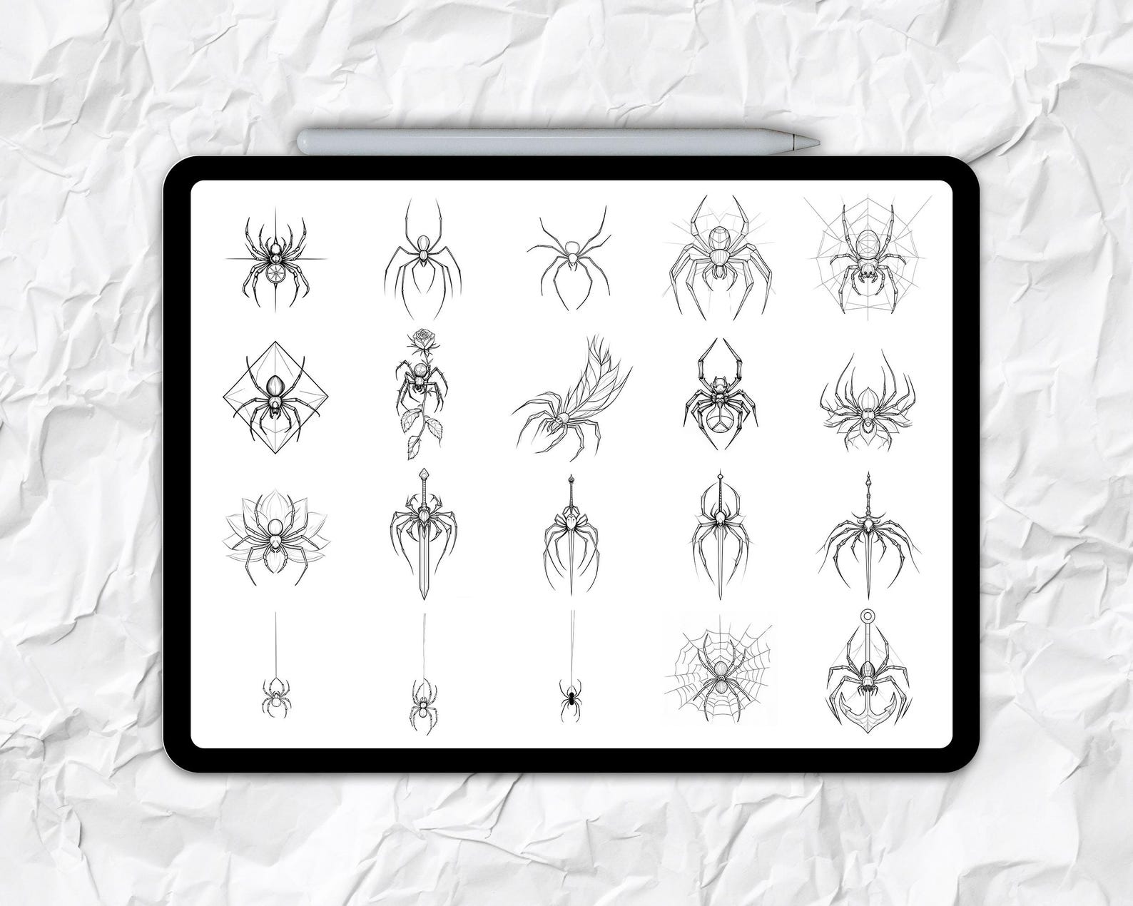 Spider Tattoo Procreate Stamp - 40+ Trad Spider Brush Stamps for ...