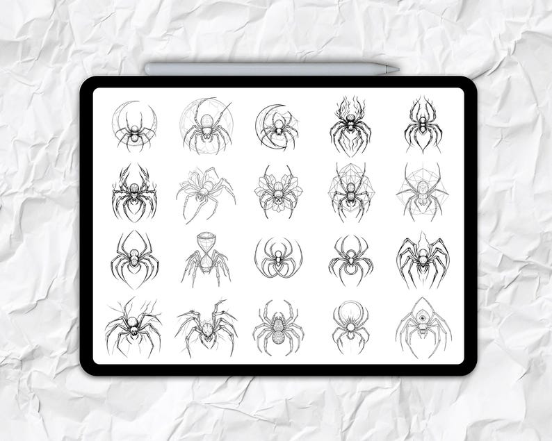 Spider Tattoo Procreate Stamp - 40+ Trad Spider Brush Stamps for ...