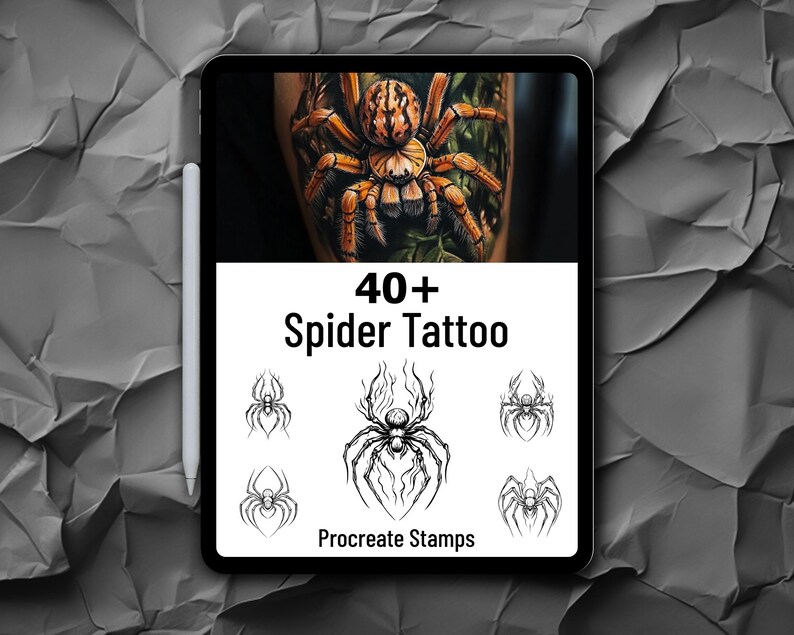 Spider Tattoo Procreate Stamp - 40+ Trad Spider Brush Stamps for ...