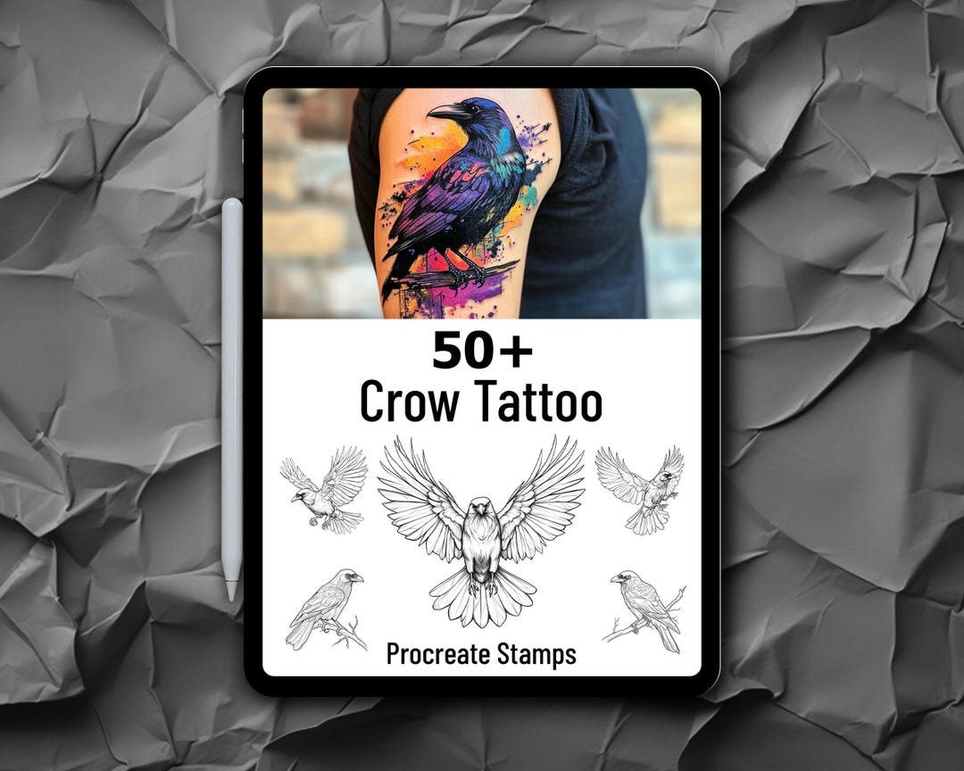 50+ Crow Portrait Designs for Procreate - Crows Procreate Tattoo Stamps ...