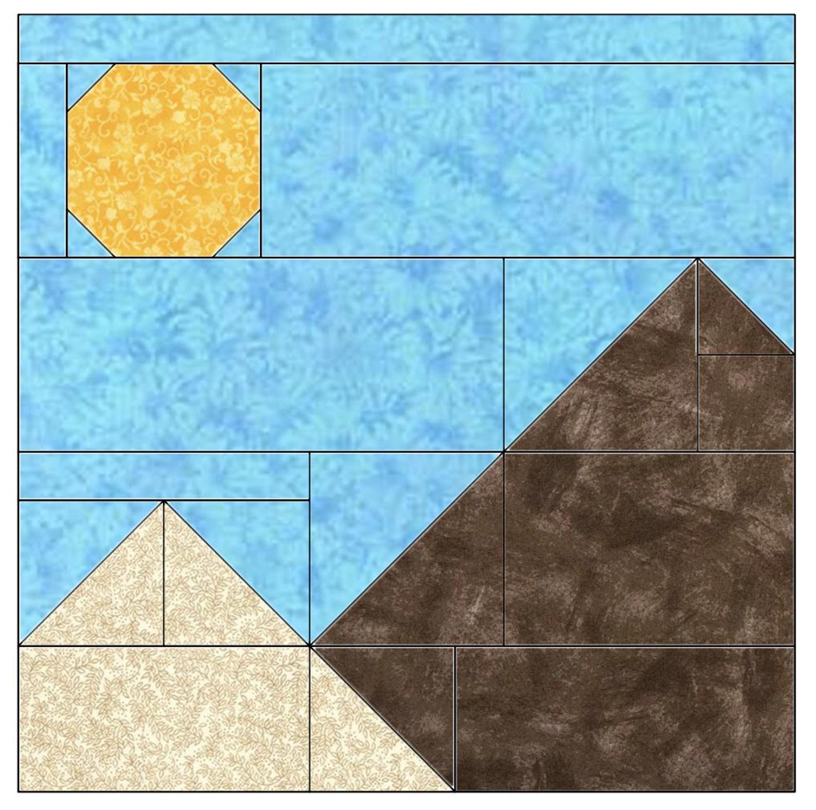 Sunny Mountain Scene Quilt Block Pattern - Etsy