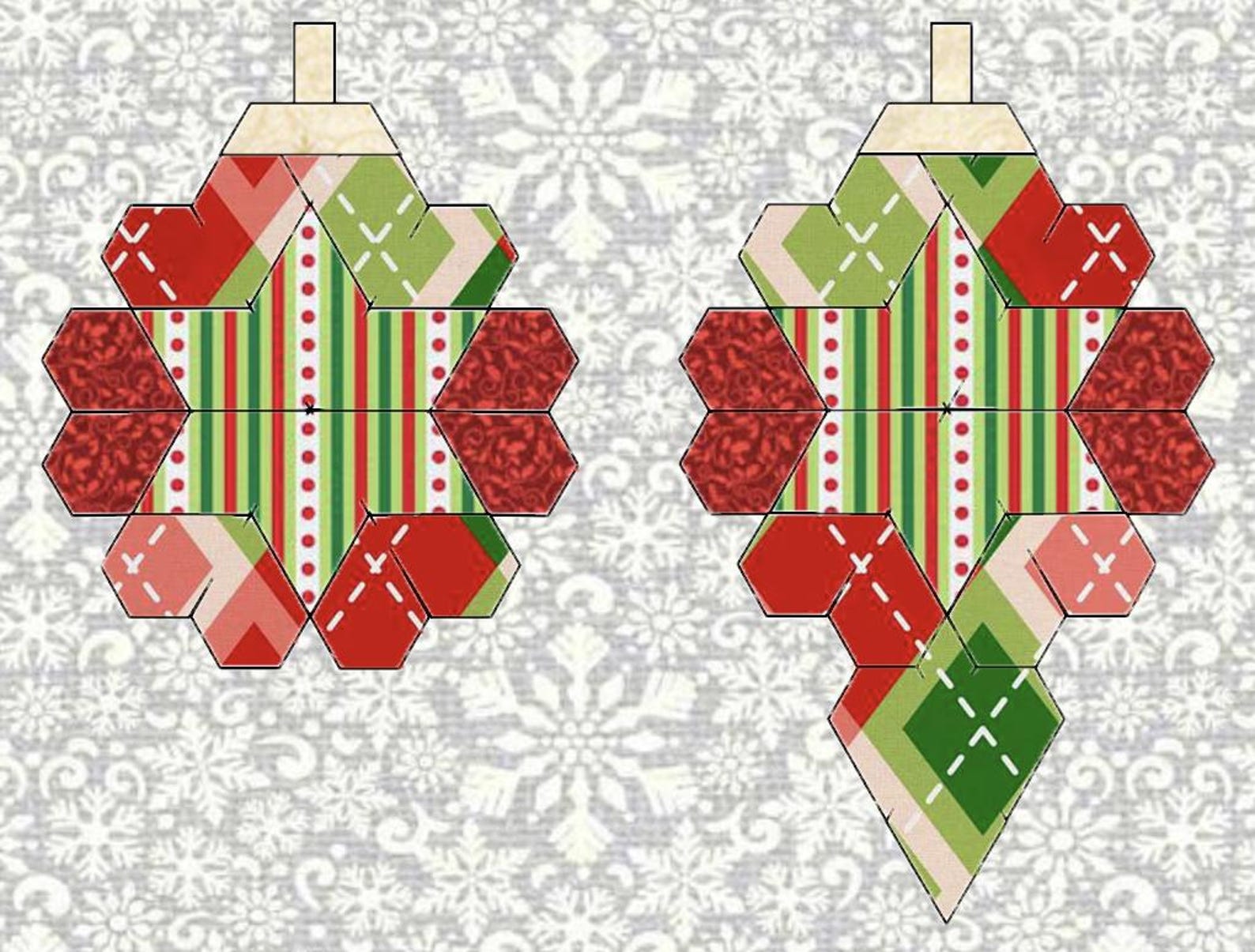 EPP Christmas Ornament Quilt Block Pattern - Etsy