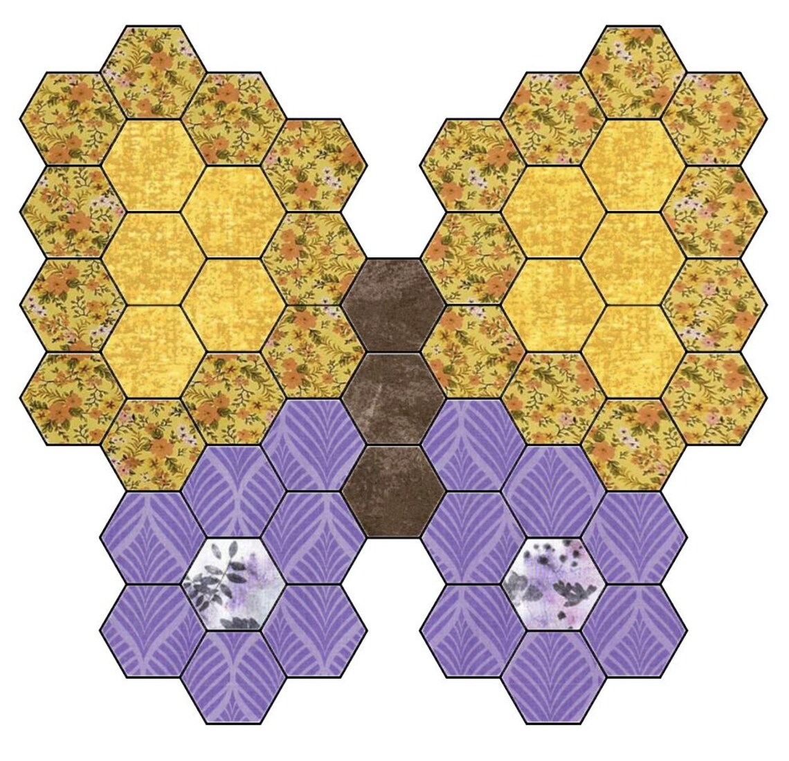 EPP Hexagon Butterfly Quilt Block Pattern - Etsy