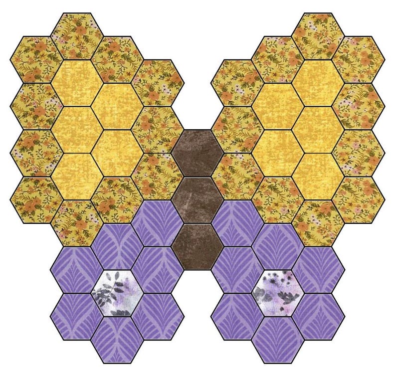 EPP Hexagon Butterfly Quilt Block Pattern - Etsy