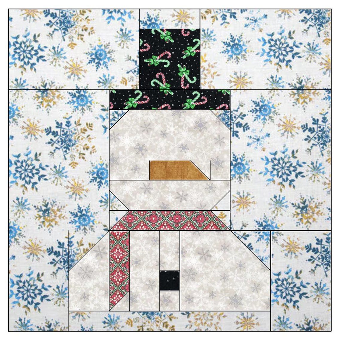 Winter Snowman Christmas Quilt Block Pattern - Etsy