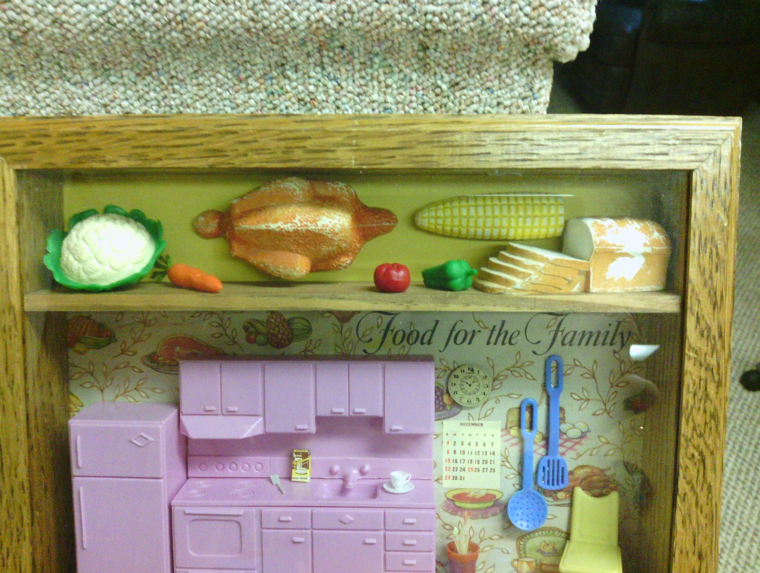 Plastic Paper Doll Family Purple Kitchen Shadowbox - Etsy