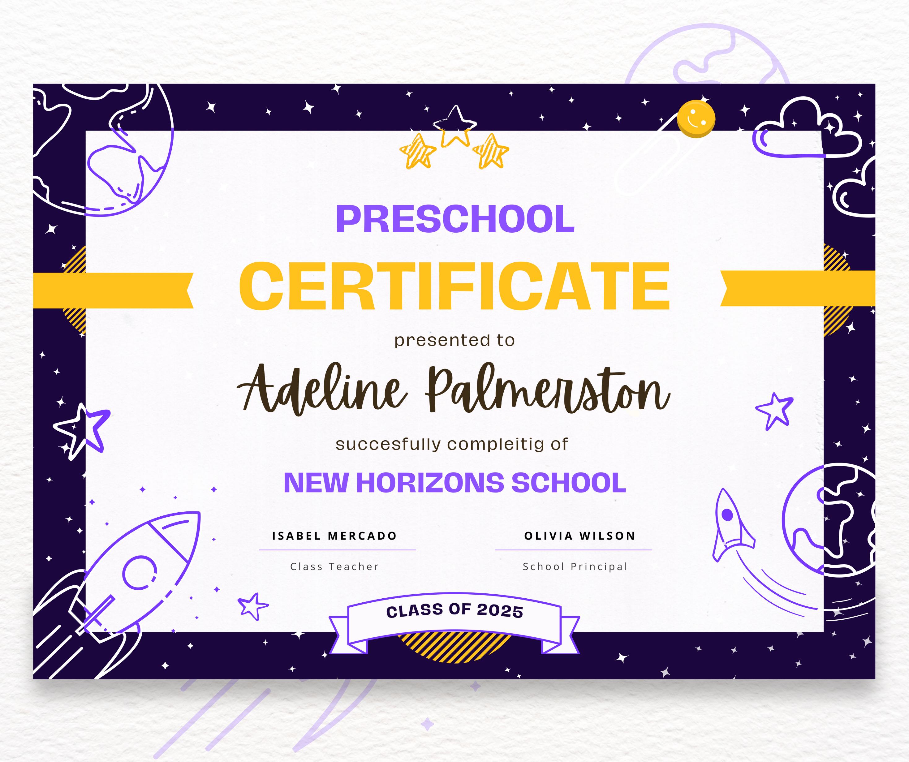 Editable Space-themed Certificate for Kids – A4 Canva Template ...
