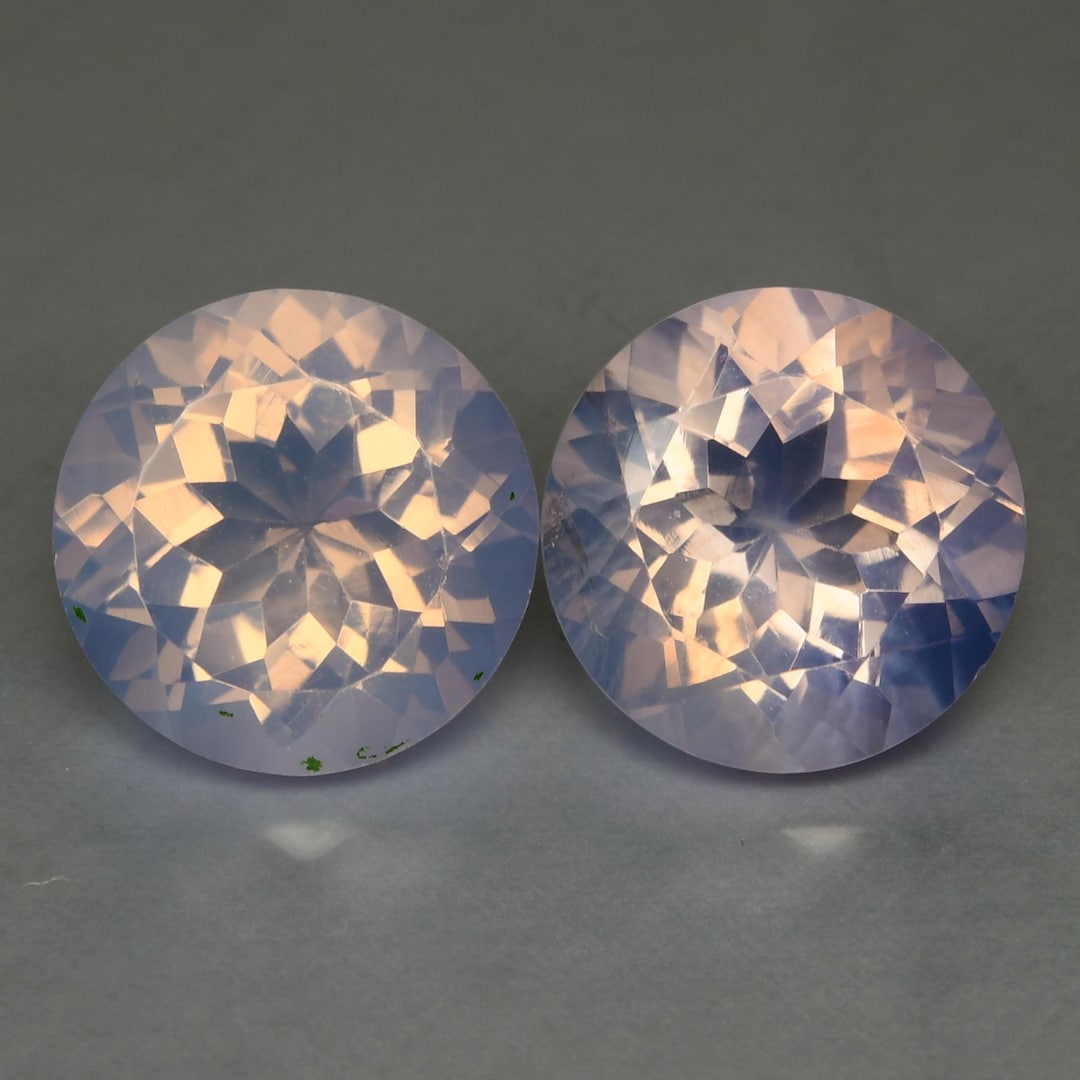 12.46ct Dazzling! Very Beautiful Rose De France Lavender Amethyst Perfect Pair 12mm Round Earth ...