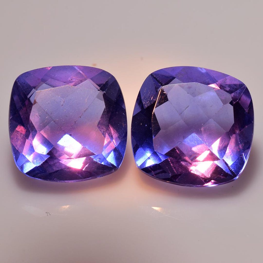 11.40ct Cushion Cut Color Change Fluorite Pair: Earth Mined Gemstones ...