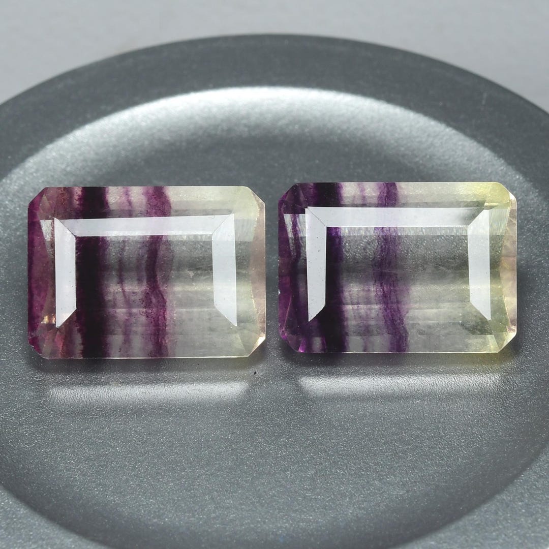 18.84ct 100% Natural Bi Color Fluorite Matching Pair (14x10) Octagon ...