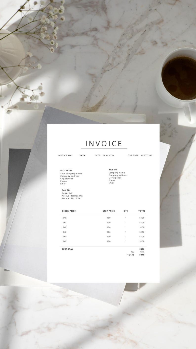 Invoice Template, EDITABLE Receipt Form, Small Business, Receipt Order ...