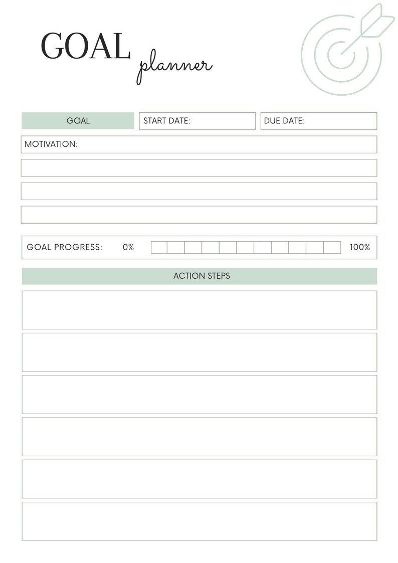GOAL PLANNER DIGITAL, Planner Worksheet, Goal Setting, Productivity ...