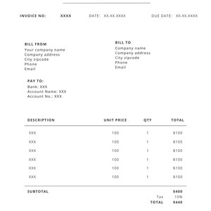 Editable Invoice Template. Printable Invoice Word. Custom Invoice Form ...