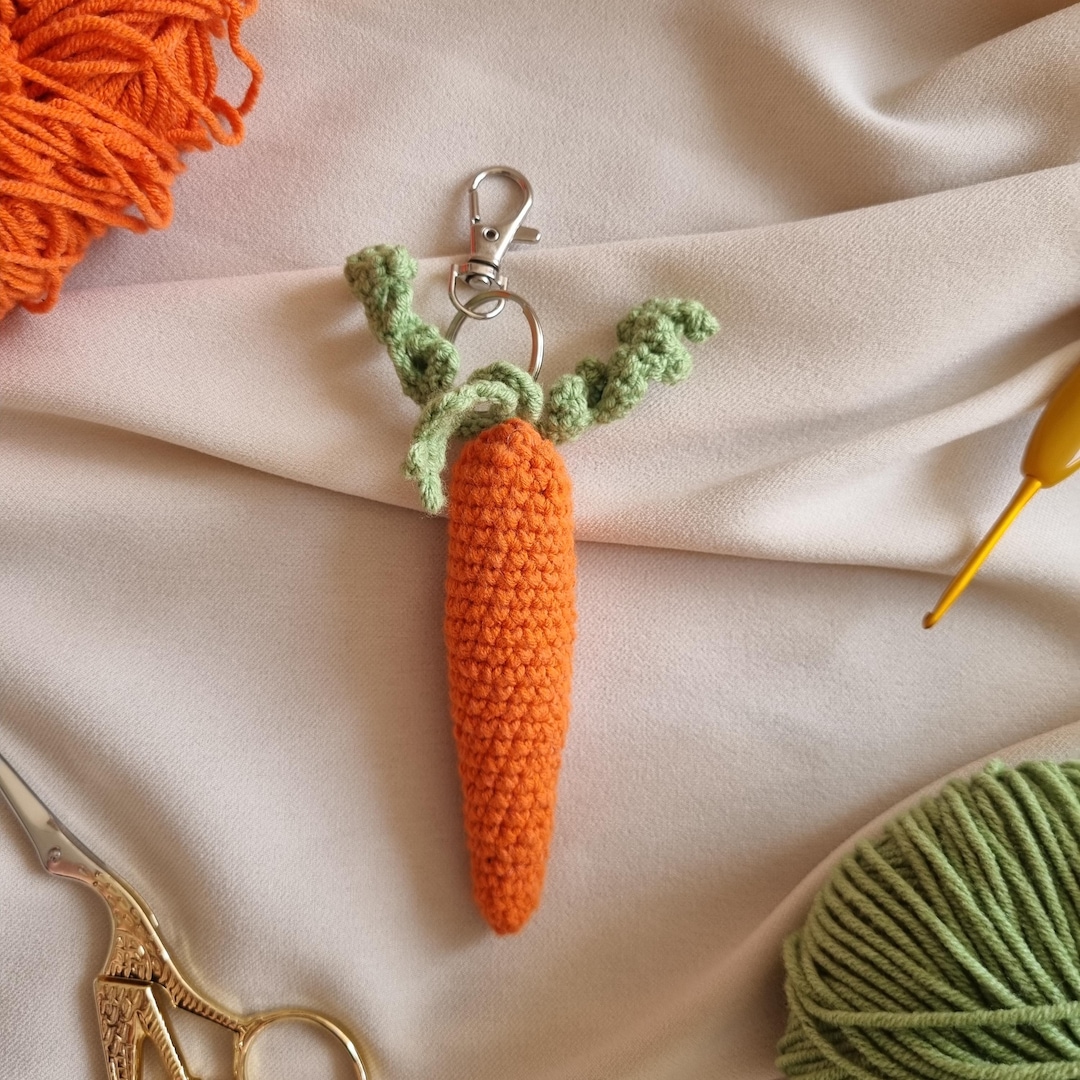 Carrot Crochet Keychain, Amigurumi Vegetable Charm, Funny Gift Idea ...