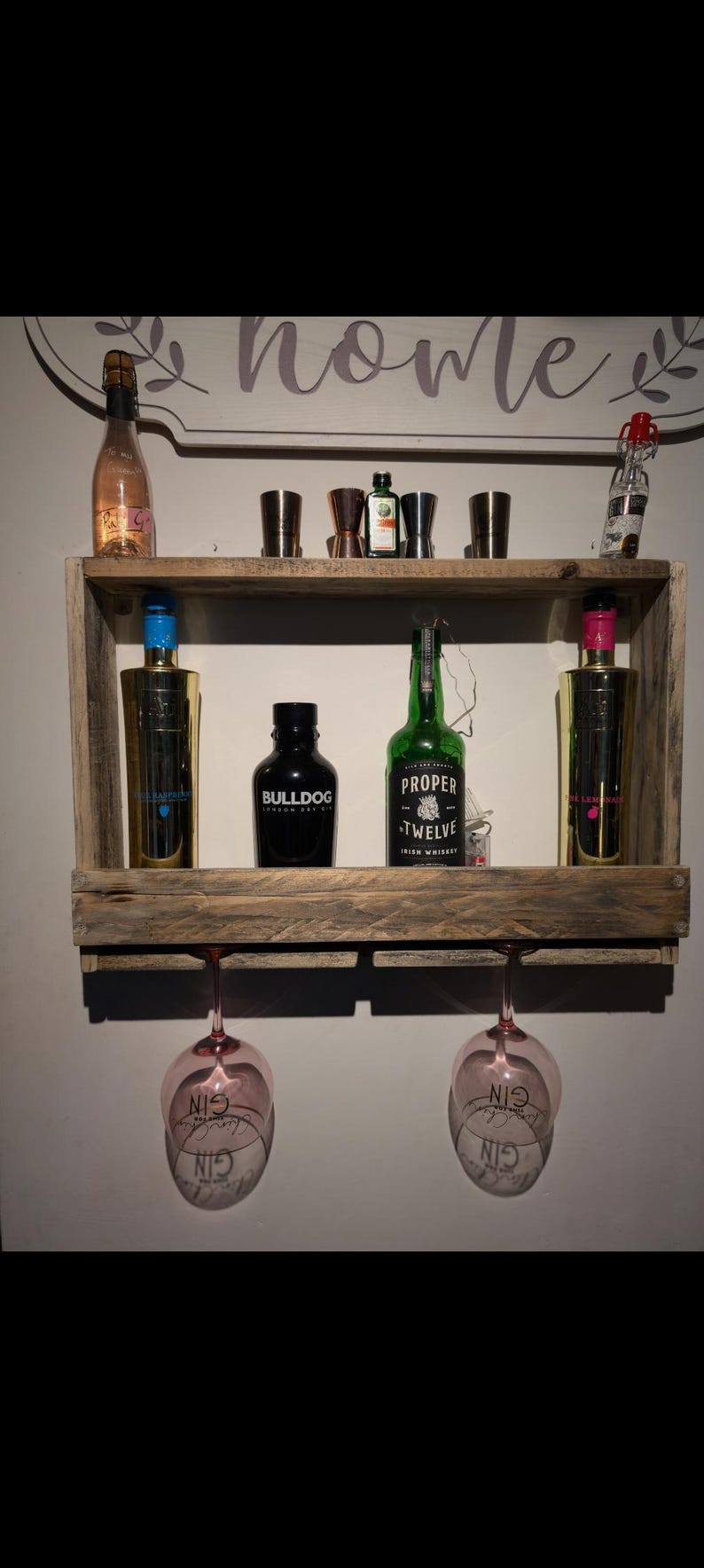 Wooden Drinks Shelf With Glass Holder - Etsy