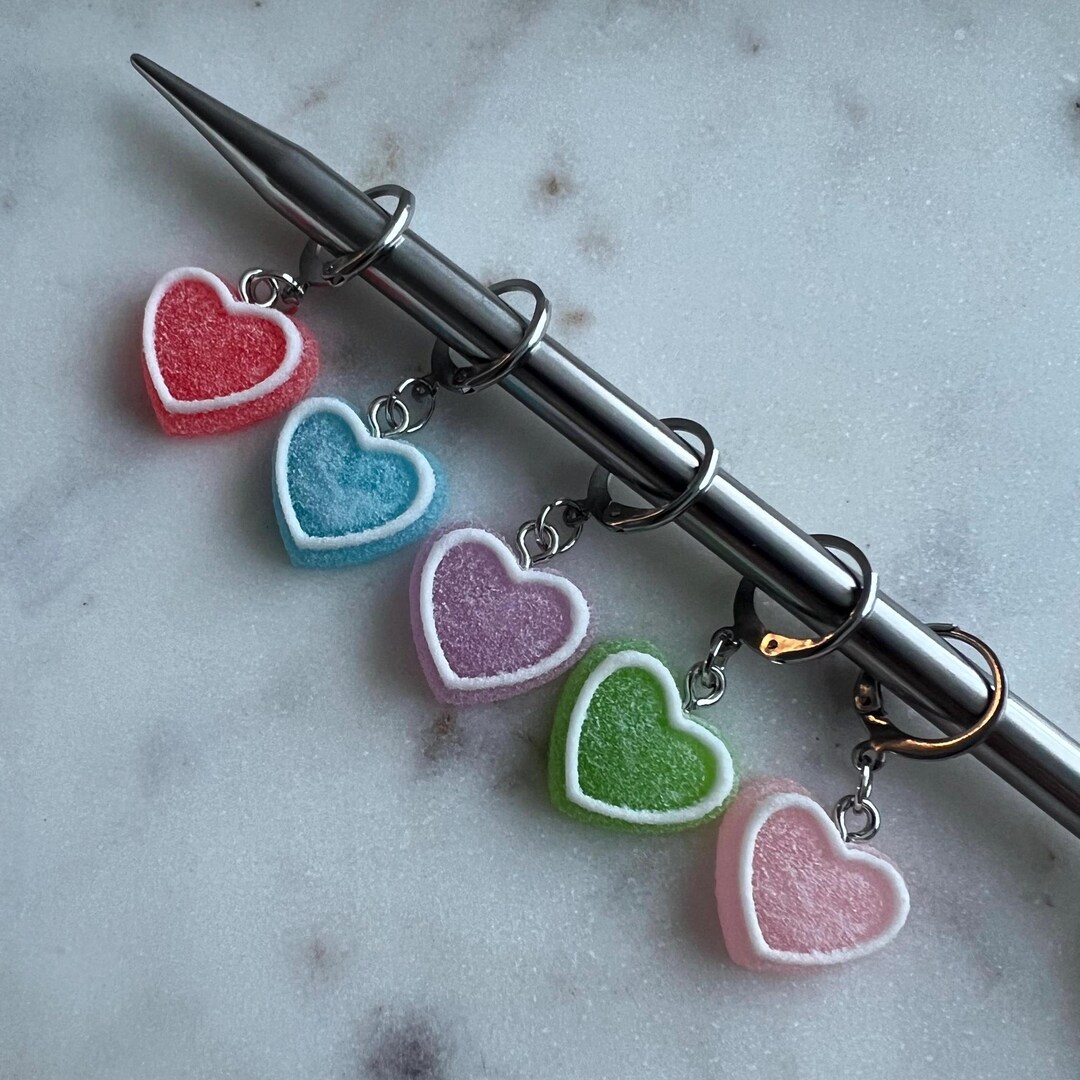 Candy Heart Stitch Markers for Knitting & Crochet | Fixed or Removable ...