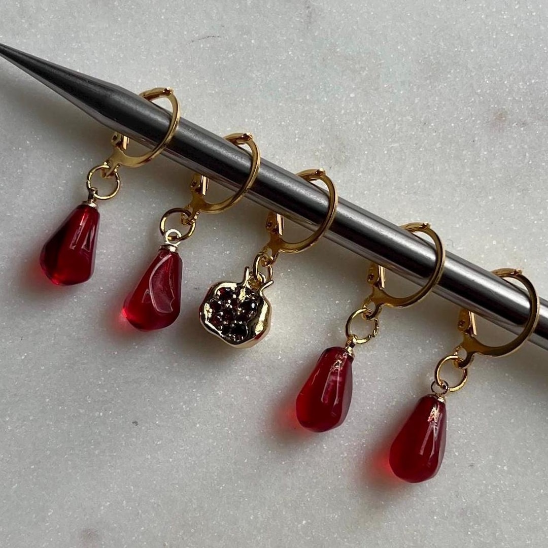 Pomegranate Stitch Markers for Knitting and Crochet | Fixed or ...
