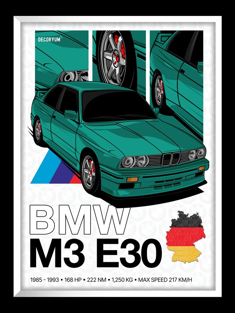 BMW E30 Frame Poster Painting Wall Decoration for Home Office - Etsy
