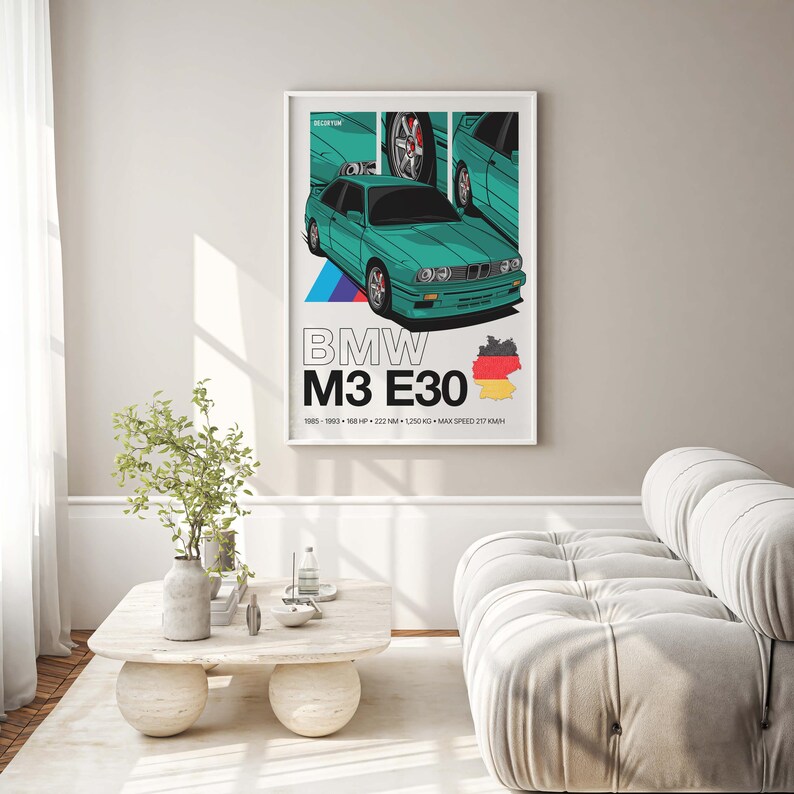 BMW E30 Frame Poster Painting Wall Decoration for Home Office - Etsy