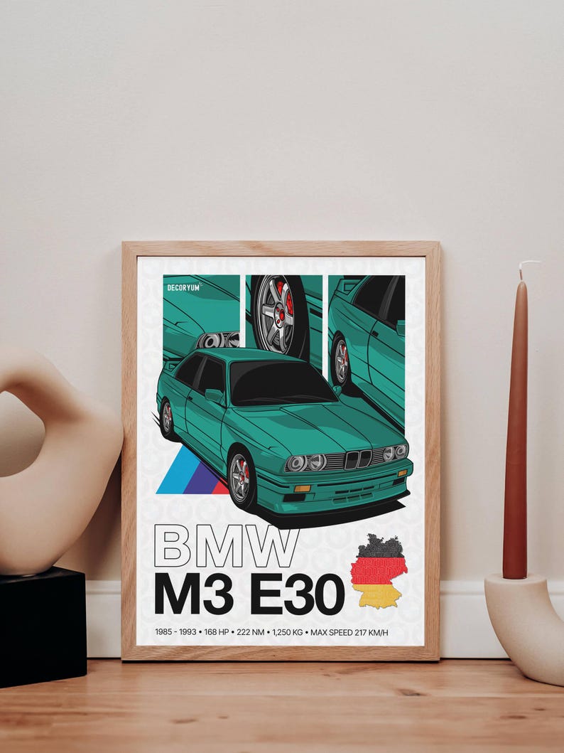 BMW E30 Frame Poster Painting Wall Decoration for Home Office - Etsy