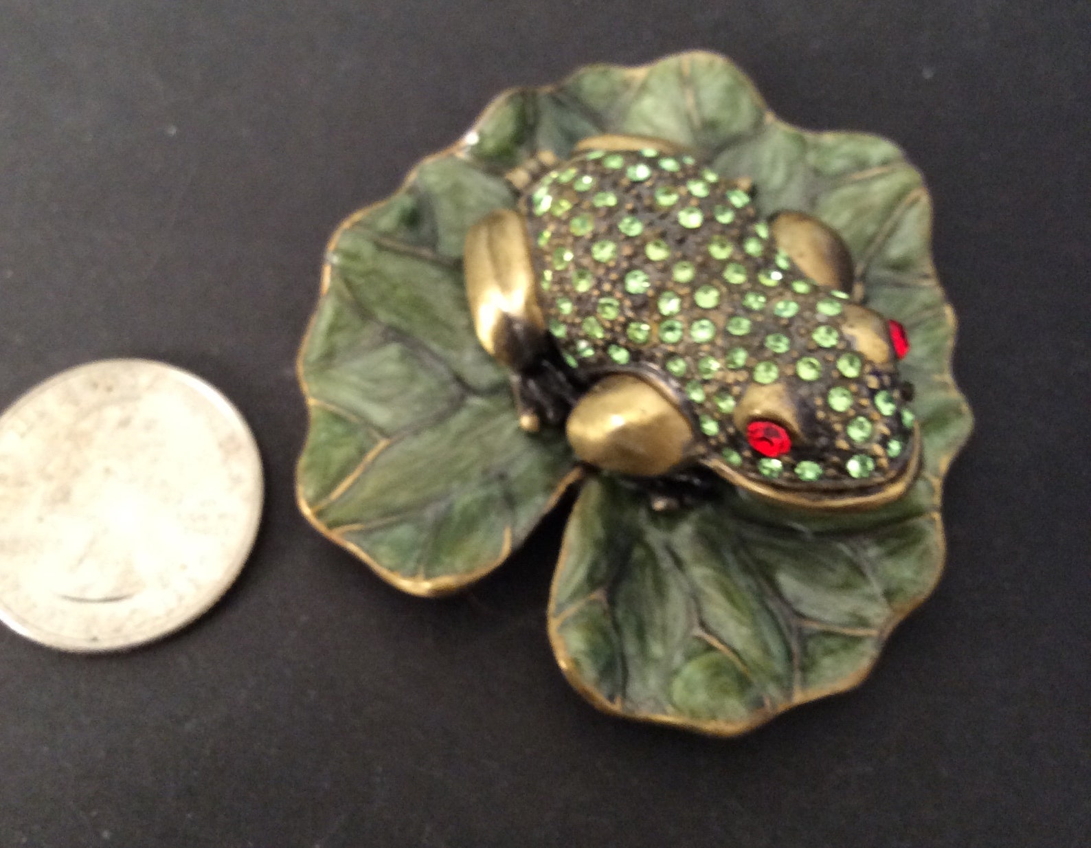 SALE How Adorable Enameled and Jeweled Frog Trinket or Pill Box From ...