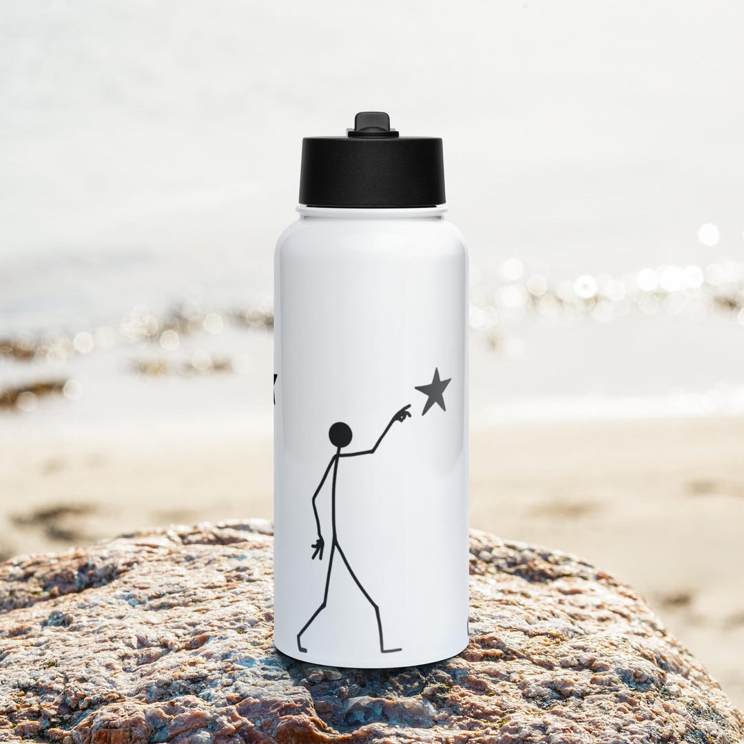 Stickman With Star Stainless Steel Water Bottle - Etsy