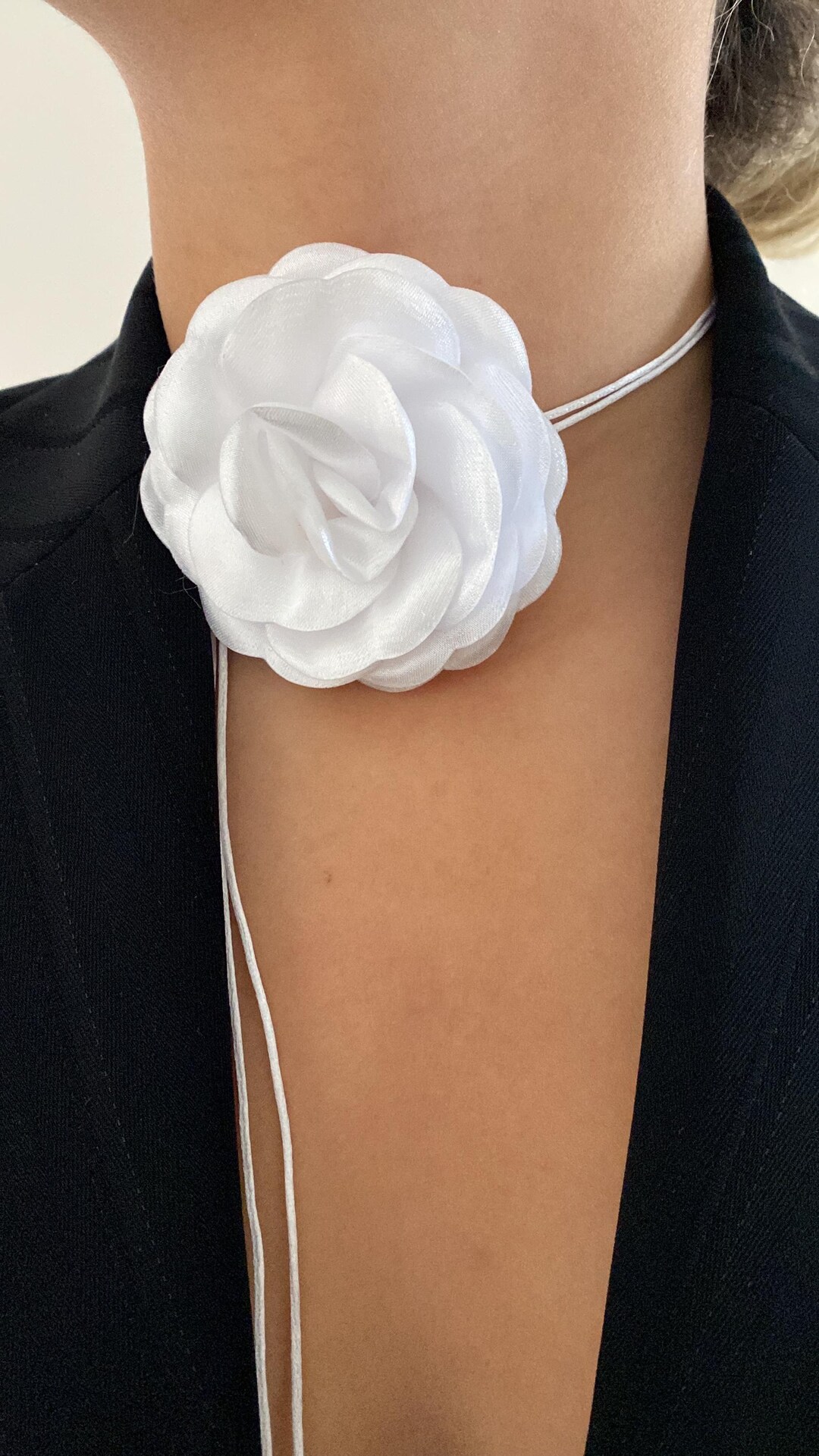 Handmade Satin Rose Choker: Adjustable Boho Flower Necklace - Etsy