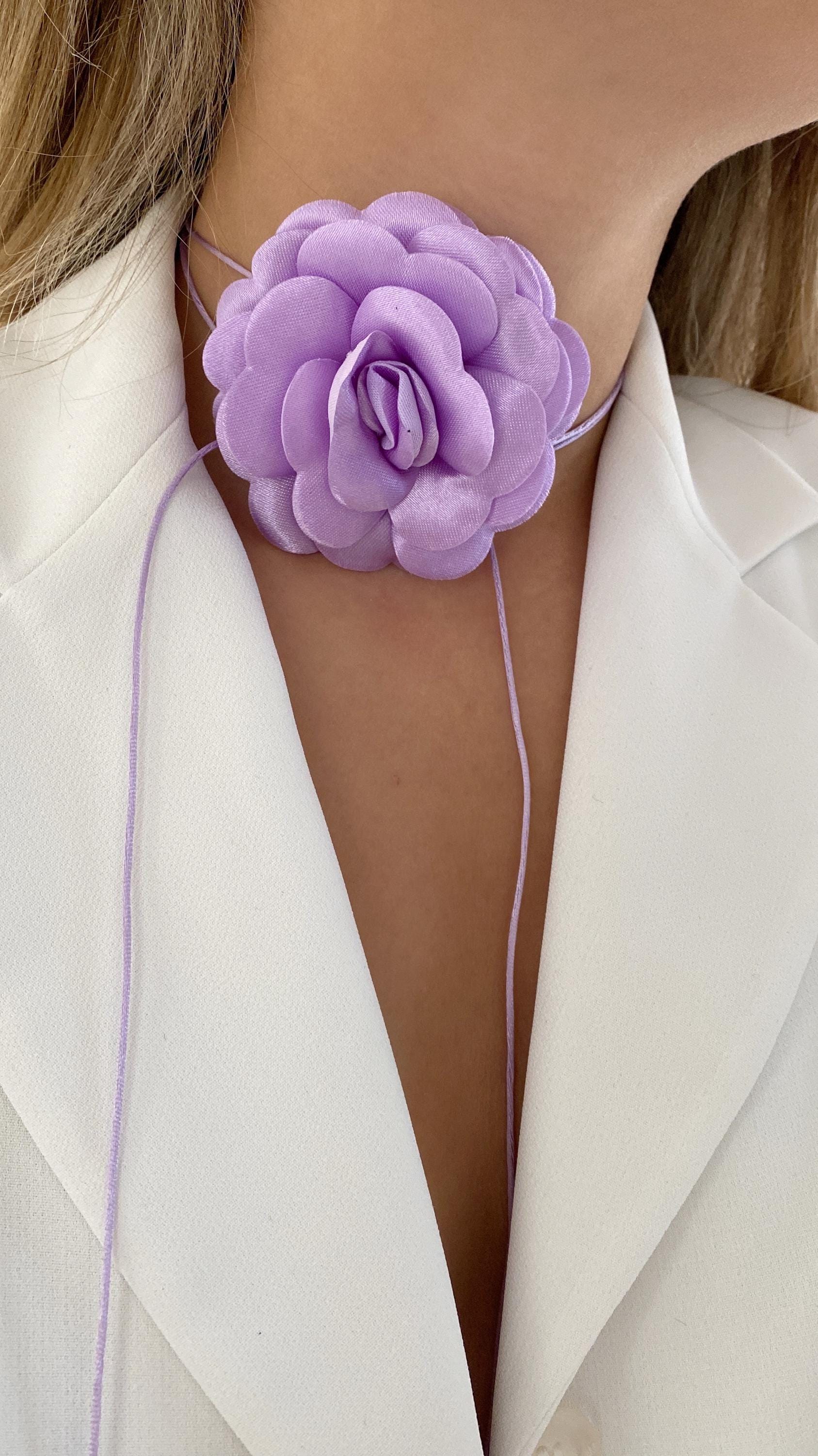 Handmade Satin Rose Choker: Adjustable Boho Flower Necklace - Etsy