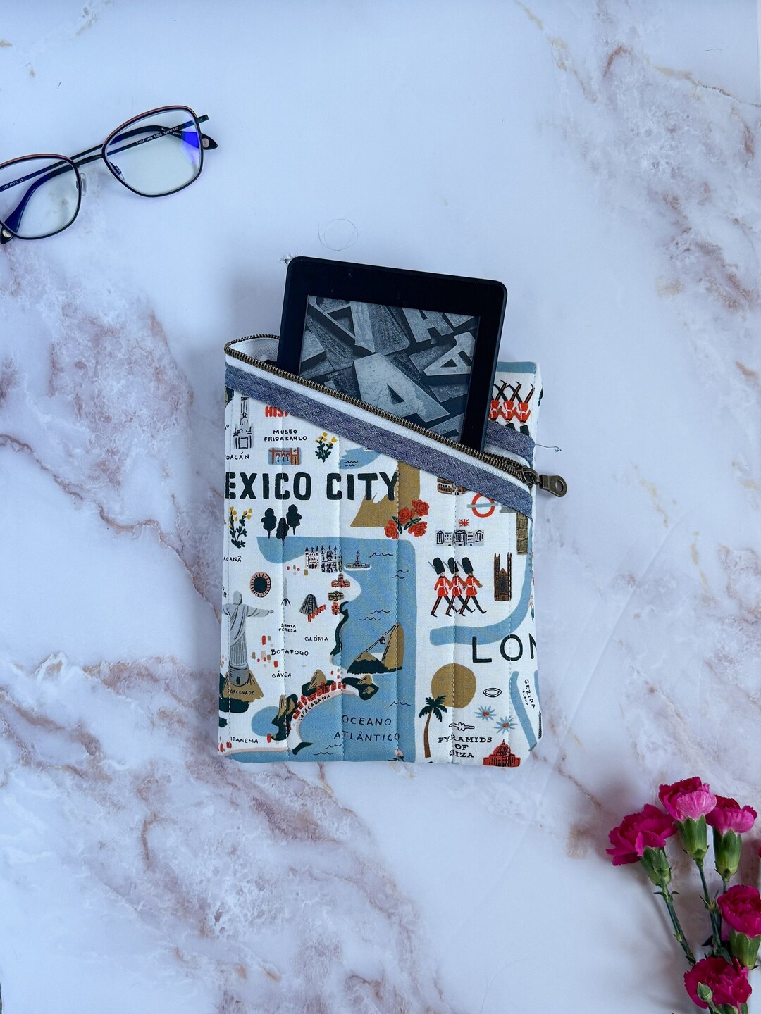 Kindle Case City Guide Travel Fabric Medium Diagonal Zipper Pouch ...