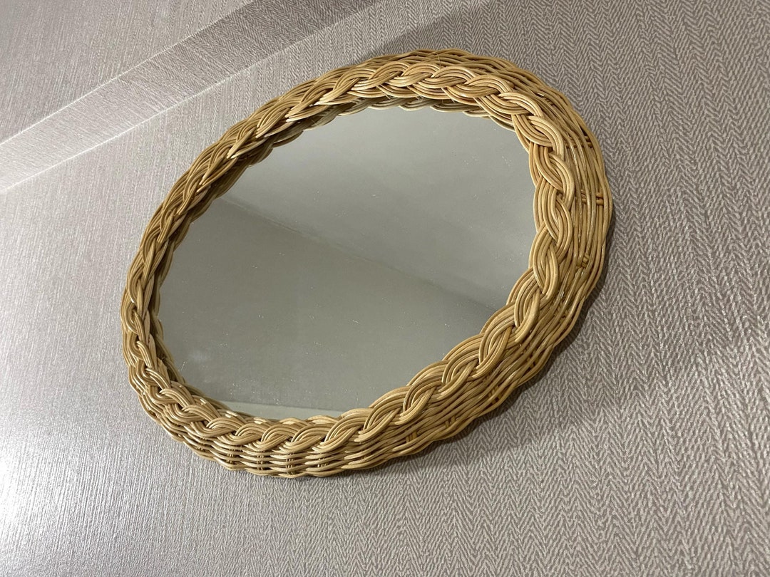 Rattan Arch Mirror, Wicker Woven Mirror, Bamboo Frame Mirror Handmade ...